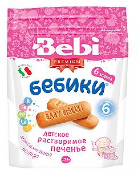 BEBI Premium Bebiki labi šķīstoši cepumi bērniem 6 graudu, no 6 mēn ...