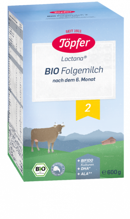Akcija! Topfer Lactana 2, BIO mākslīgais piena maisījums zīdaiņiem no 6 ...